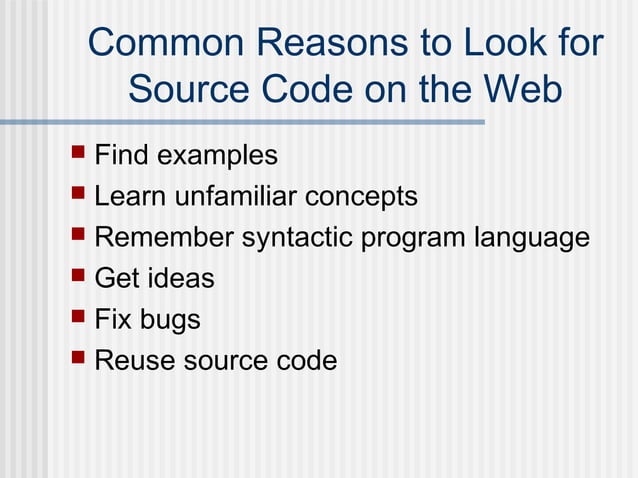 Tools to Find Source Code on the Web | PPT | Databases | Computer ...