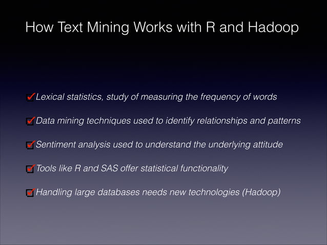 Integrating R And Hadoop Text Mining And Sentiment Analysis Ppt
