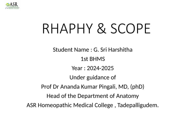 ANATOMICAL SUFFIXES RHAPHY & SCOPE | PPT