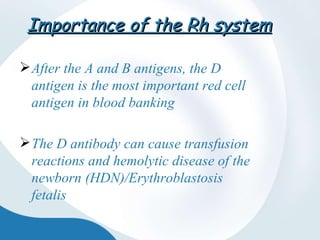 Rh Blood Group System | PPT