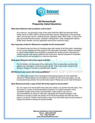 Medical Bill Review and Audit | PDF