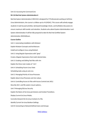 Rhce syllabus | Red Hat Linux Training: IPSR Solutions | PDF