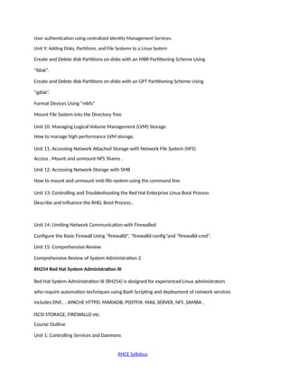 Rhce syllabus | Red Hat Linux Training: IPSR Solutions | PDF