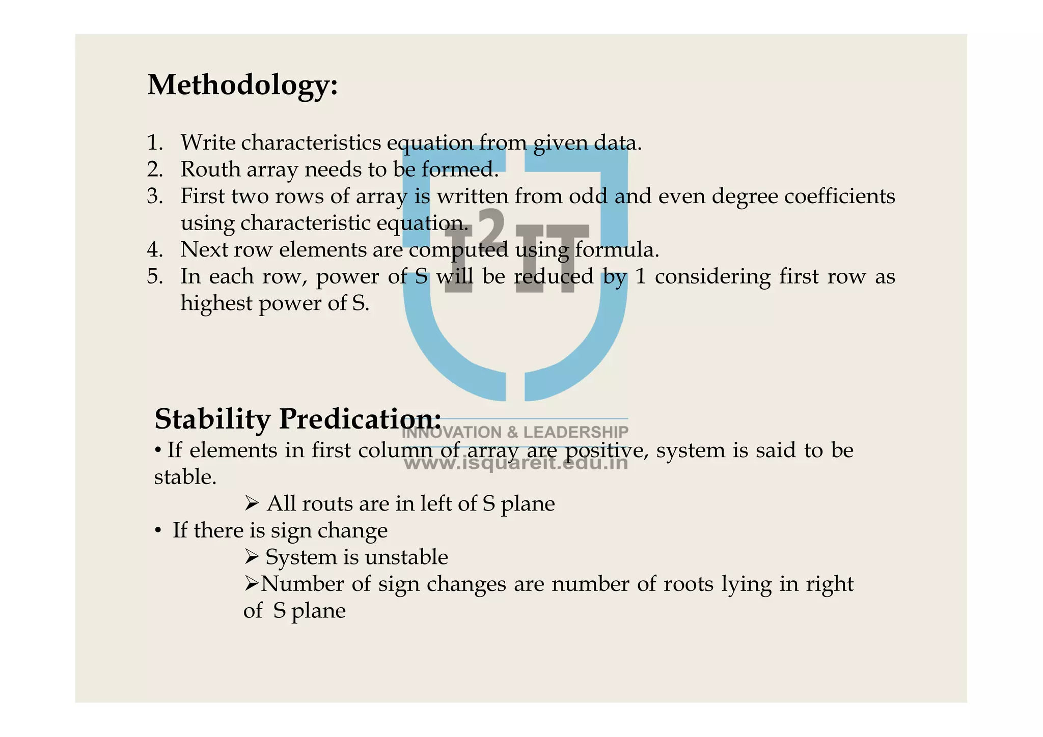 Stability Analysis in Time Domain using Routh - Hurwitz Criterion | PDF