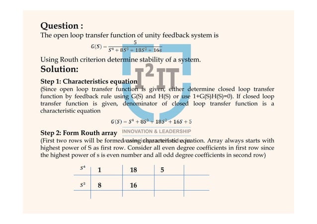 Stability Analysis in Time Domain using Routh - Hurwitz Criterion | PDF