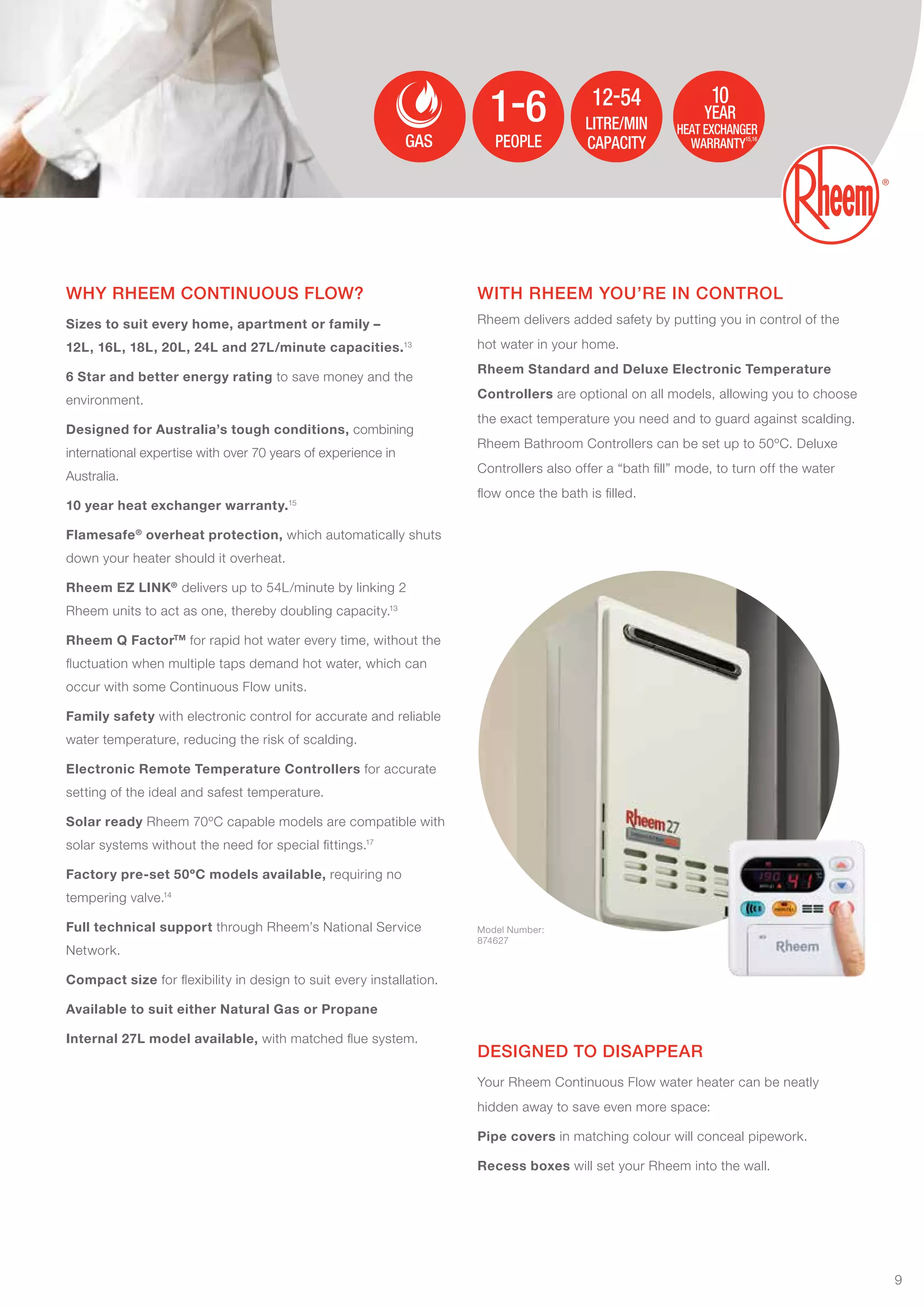 Rheem Hot Water Brochure - The Heater Man | PDF