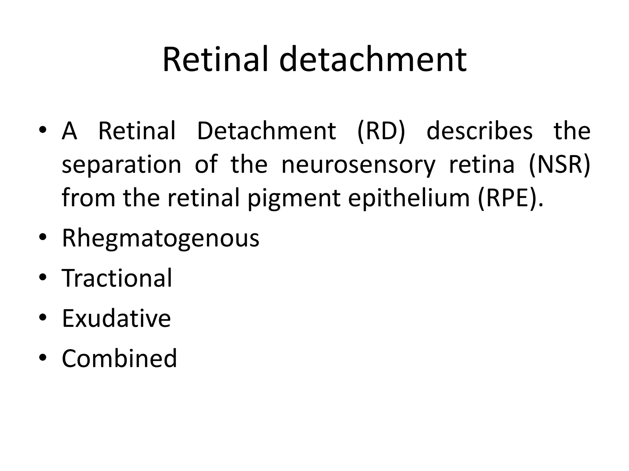 Rhegmatogenous retinal detachment (rrd) | PPTX