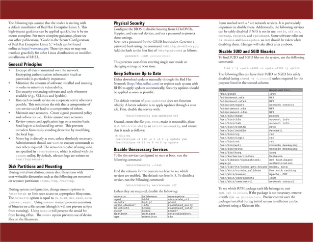 Red Hat Linux 5 Hardening Tips - National Security Agency | PPT
