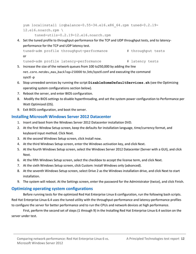 Comparing network performance: Red Hat Enterprise Linux 6 vs. Microsoft ...