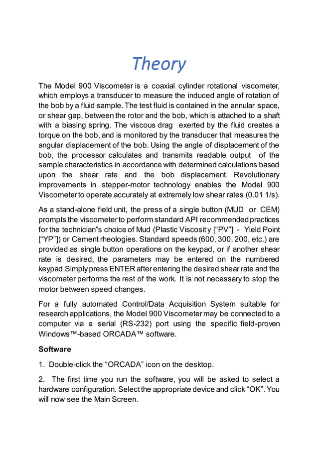 Rheological properties using model 900 viscometer | DOCX | Physics ...