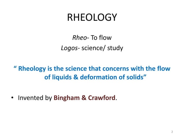 Rheology | PPTX | Chemistry | Science