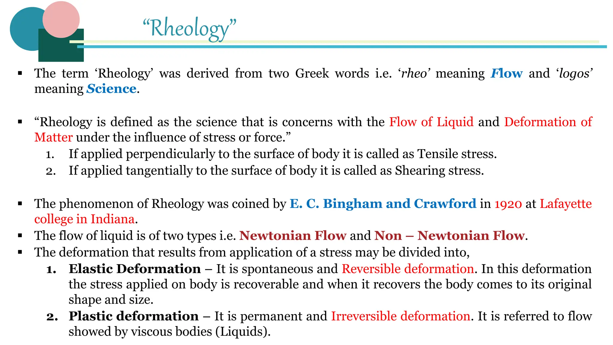 Rheology, Newtonian and Non Newtonian Flow | PPTX