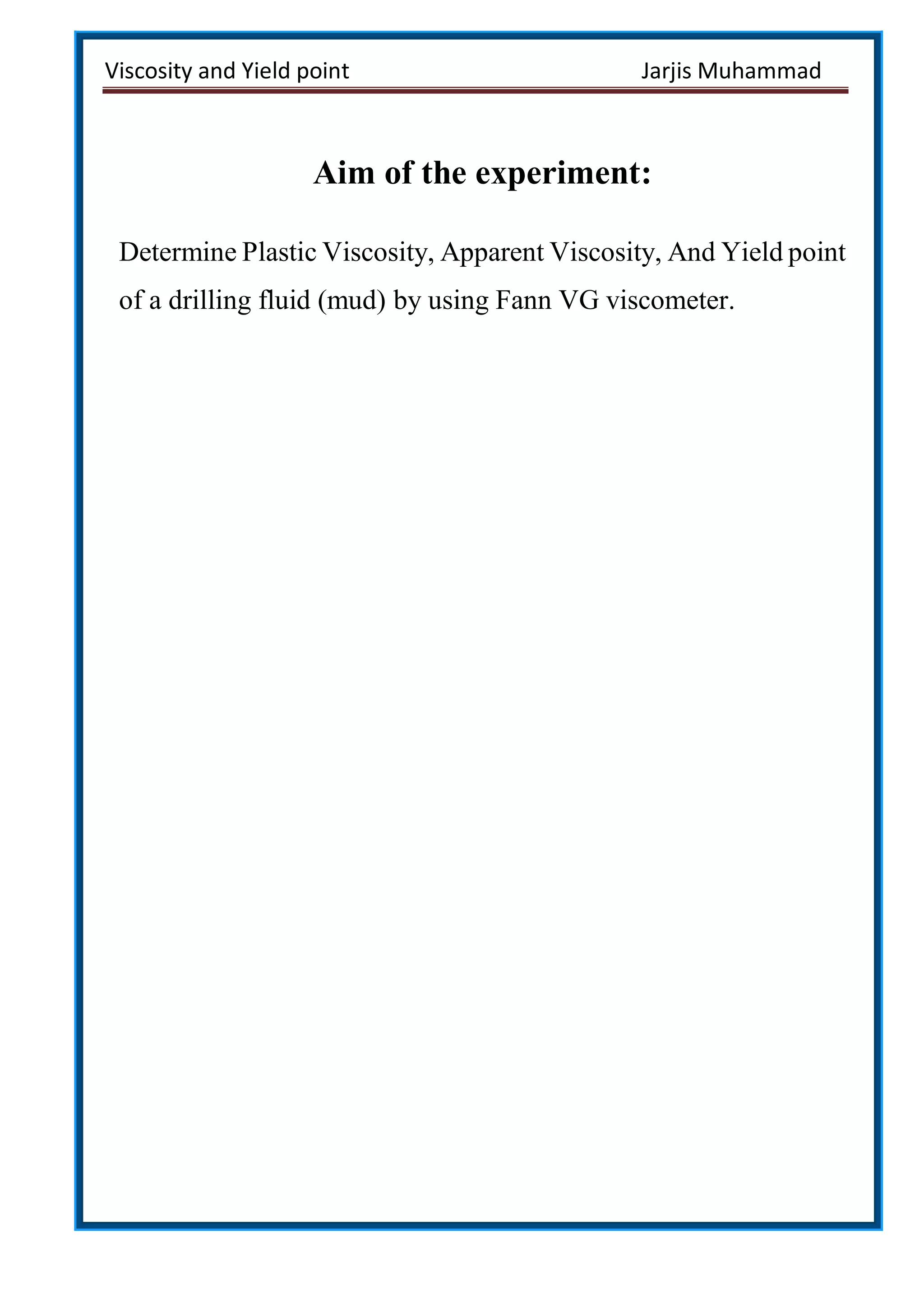 Viscosity and yield point exp. by jarjis | PDF