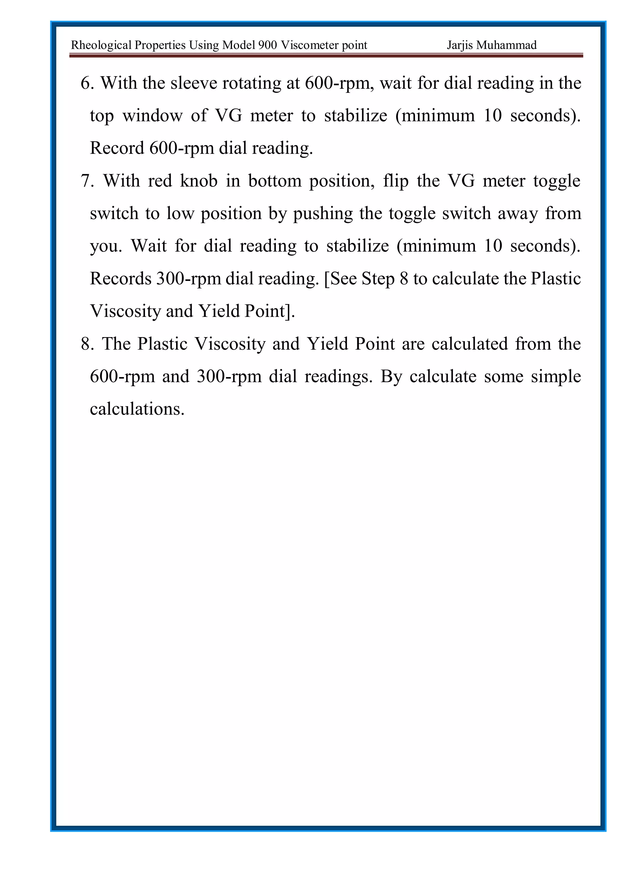 Rheology model 900 viscometer Mud Engineering Exp. | PDF