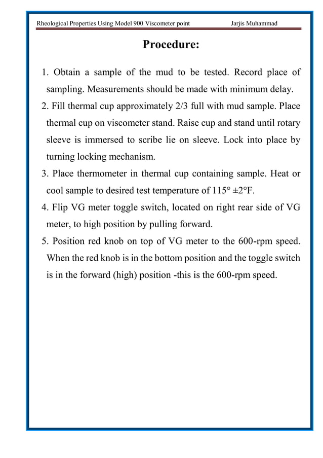 Rheology model 900 viscometer Mud Engineering Exp. | PDF | Physics ...