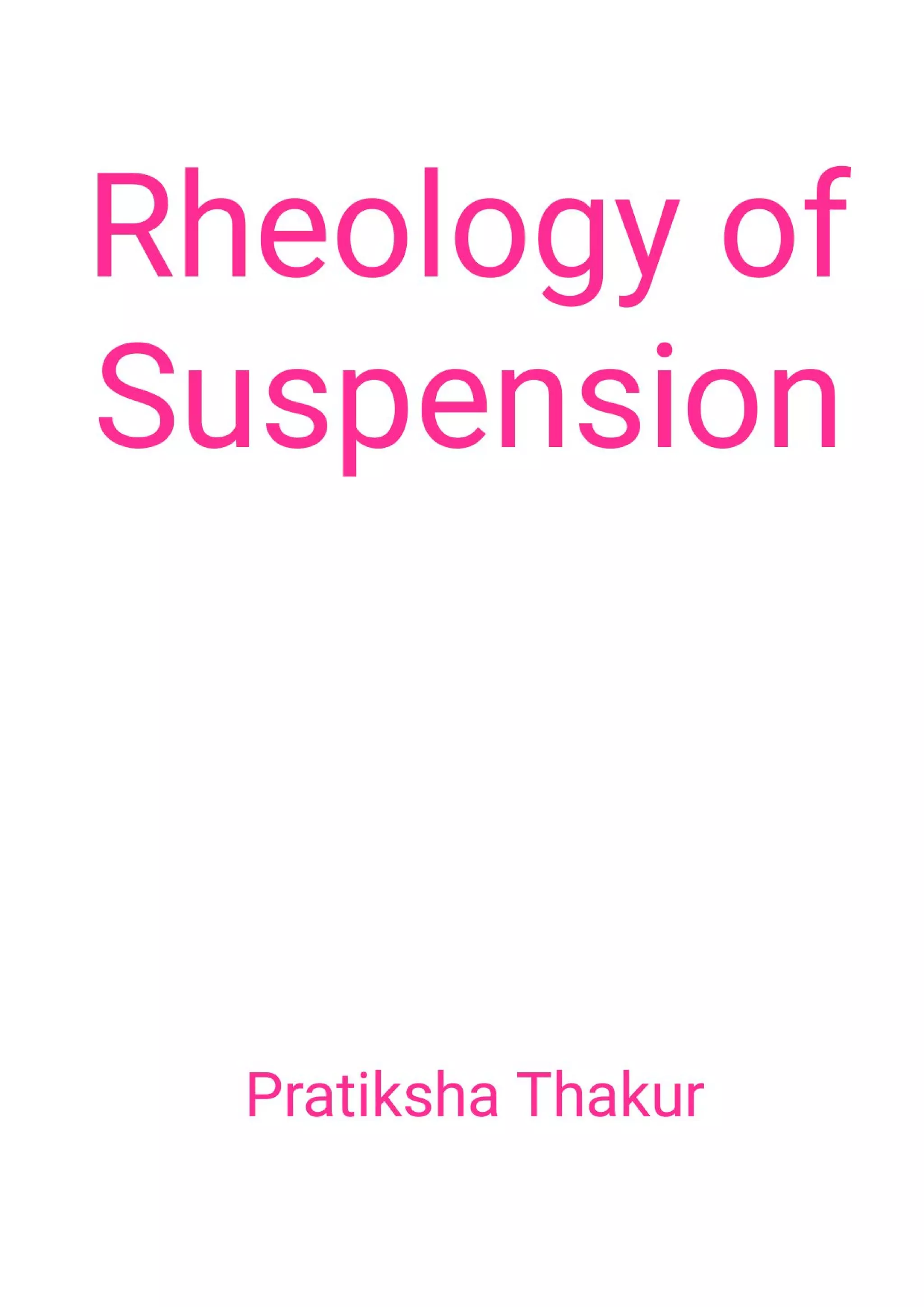 Rheology of Suspension | PDF