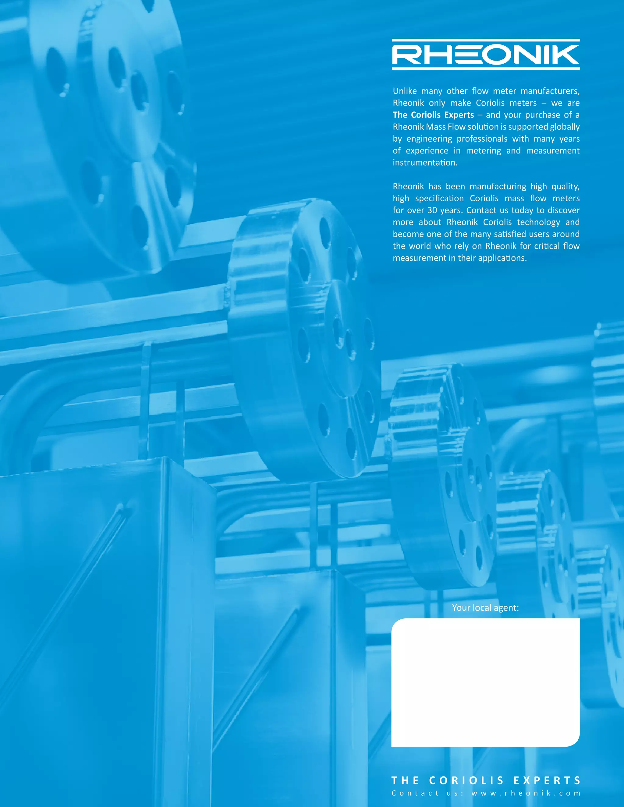 Range of Coriolis Mass Flow Meters - Rheonik | PDF