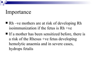 Rhesus Isoimmunisation | PPT
