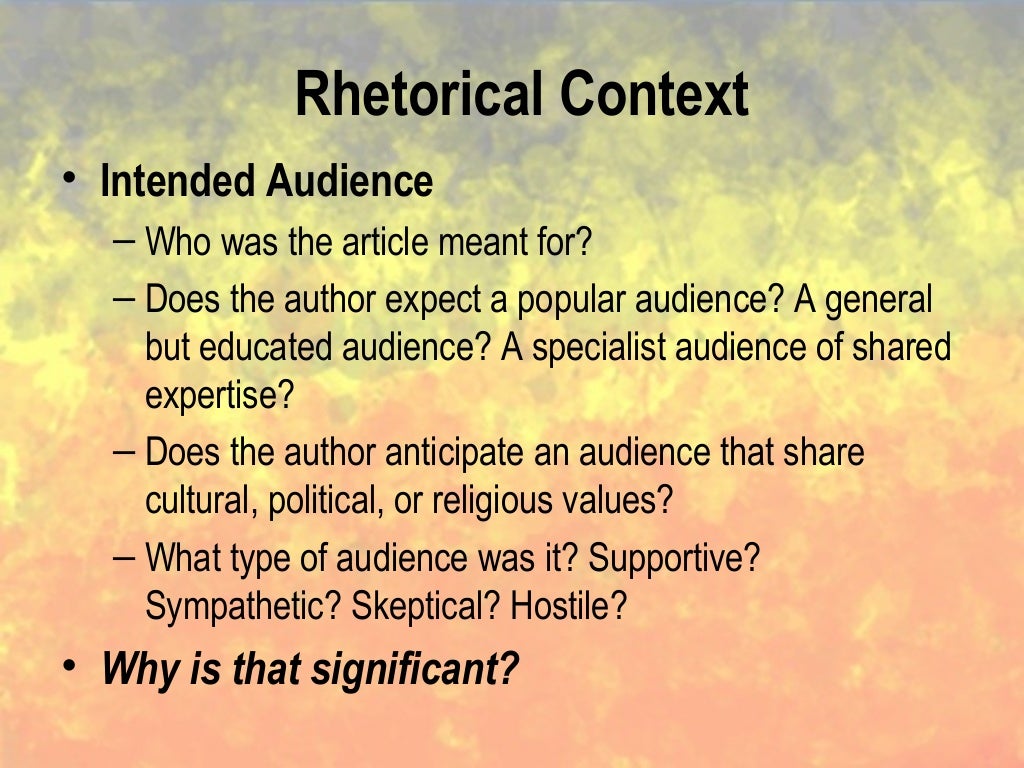 Rhetorical analysis