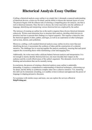 Rhetorical Analysis Essay Outline. Kean University | PDF | Education