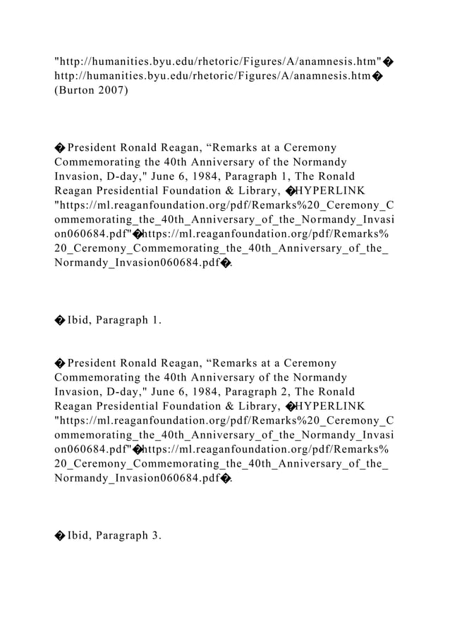 Rhetorical AnalysisPresident Reagan’s Remarks on the 40th Anniv.docx