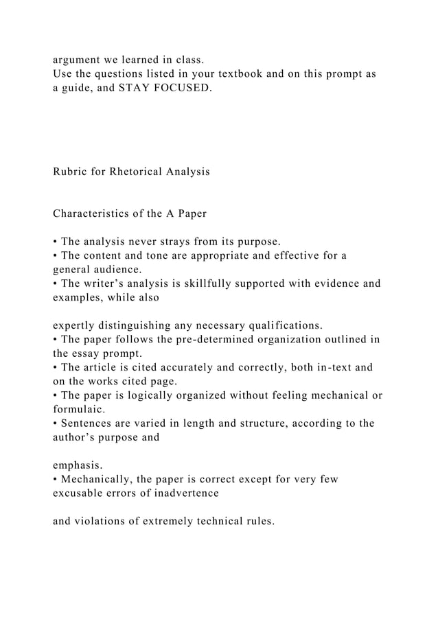 Rhetorical Analysis Prompt and Rubric Length 3-5 full .docx