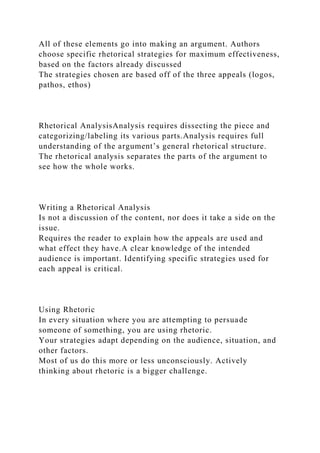 Rhetorical Analysis RhetoricUsed in advertising, p.docx