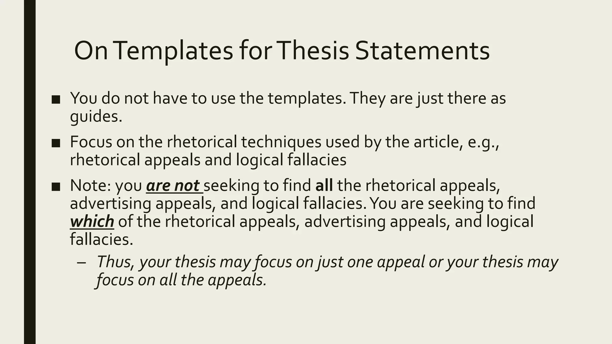 Rhetorical analysis thesis statements ENG 102 | PPTX