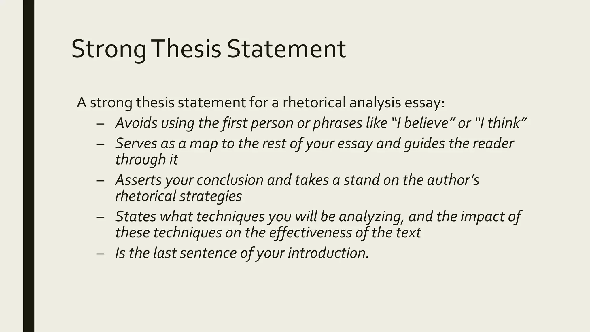Rhetorical analysis thesis statements ENG 102 | PPTX