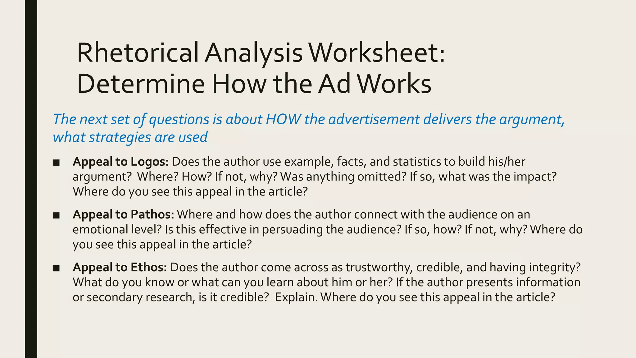 Rhetorical analysis thesis statements ENG 102 | PPTX