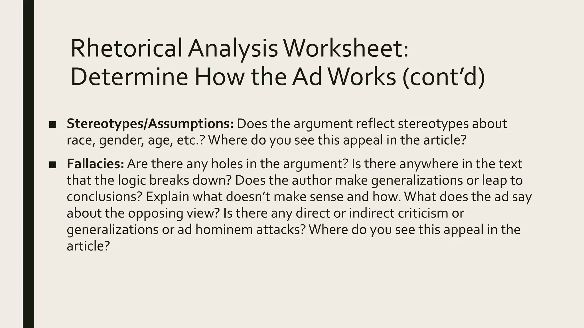 Rhetorical analysis thesis statements ENG 102 | PPTX