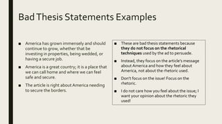 Rhetorical analysis thesis statements ENG 102 | PPTX