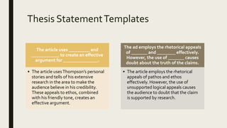 Rhetorical analysis thesis statements ENG 102 | PPTX