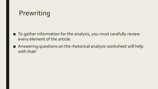 Rhetorical analysis thesis statements ENG 102 | PPTX