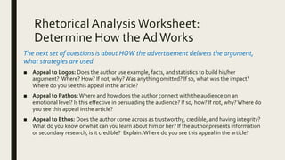 Rhetorical analysis thesis statements ENG 102 | PPTX