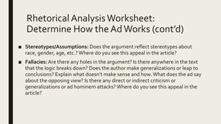 Rhetorical analysis thesis statements ENG 102 | PPTX