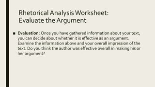 Rhetorical analysis thesis statements ENG 102 | PPTX