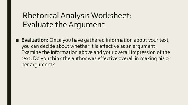 Rhetorical analysis thesis statements ENG 102 | PPTX