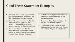 Rhetorical analysis thesis statements ENG 102 | PPTX