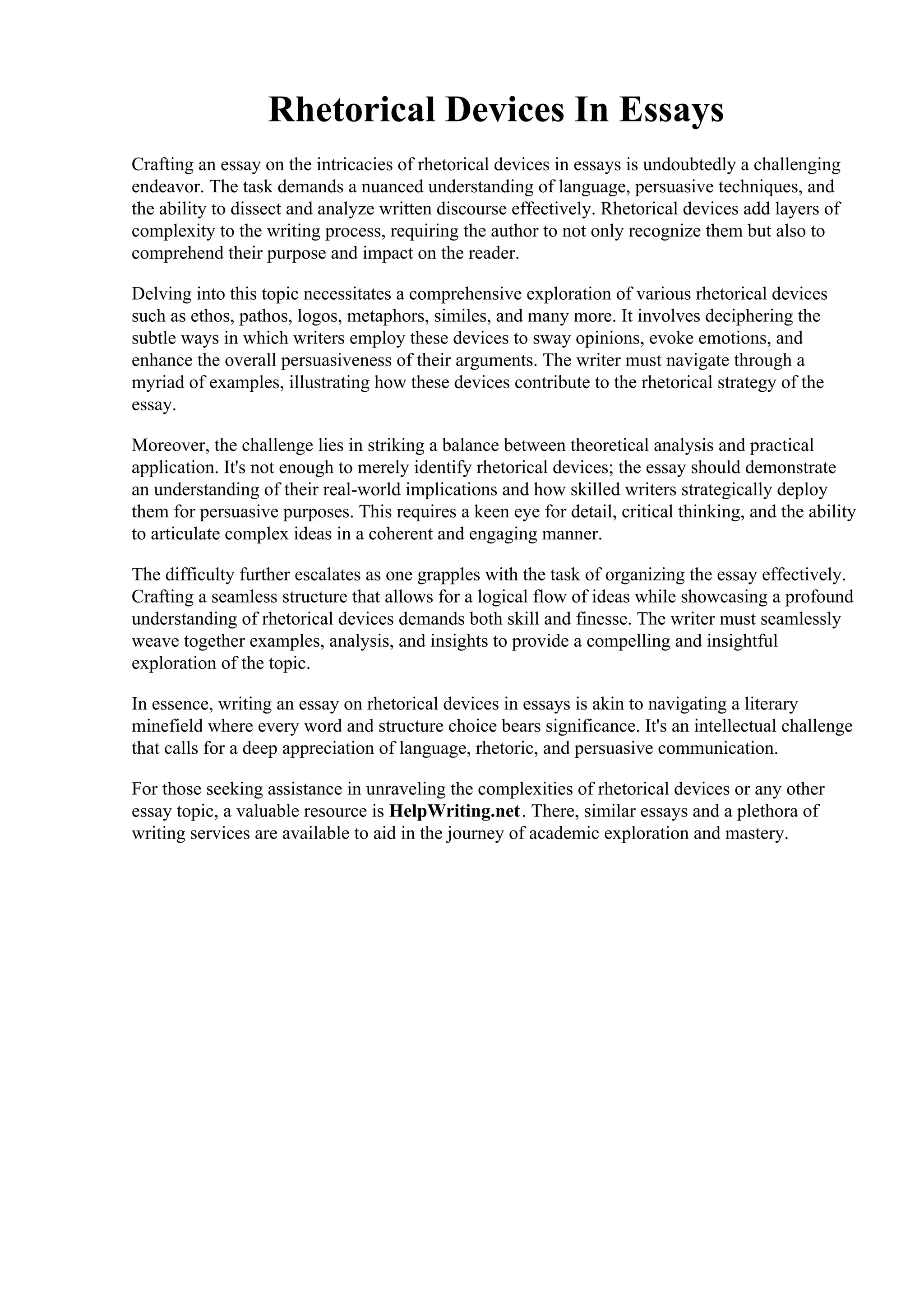 Rhetorical Devices In Essays | PDF