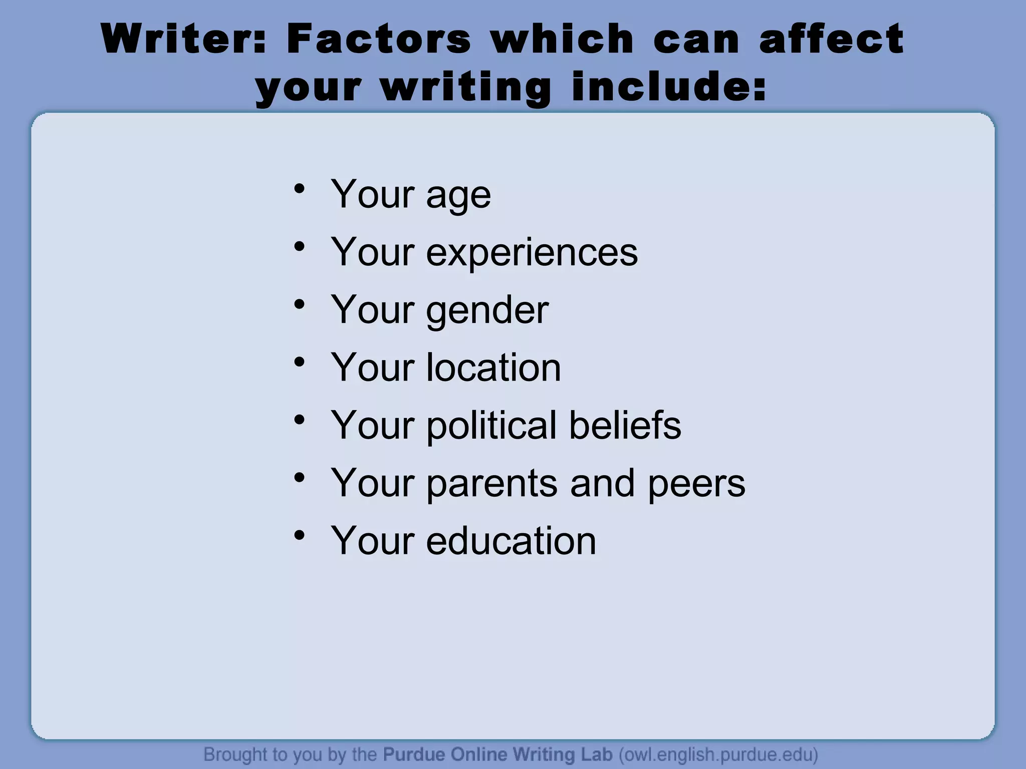 Rhetorical Situation - Purdue OWL | PPT