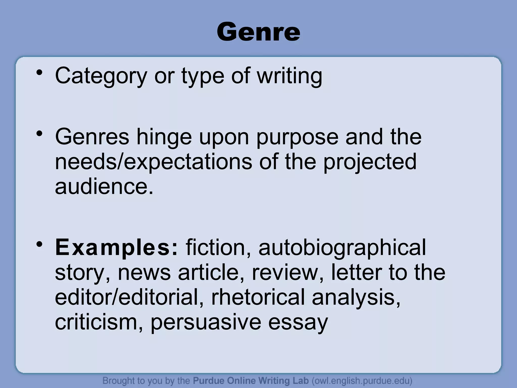 Rhetorical Situation - Purdue OWL | PPT