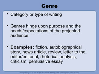 Rhetorical Situation - Purdue OWL | PPT
