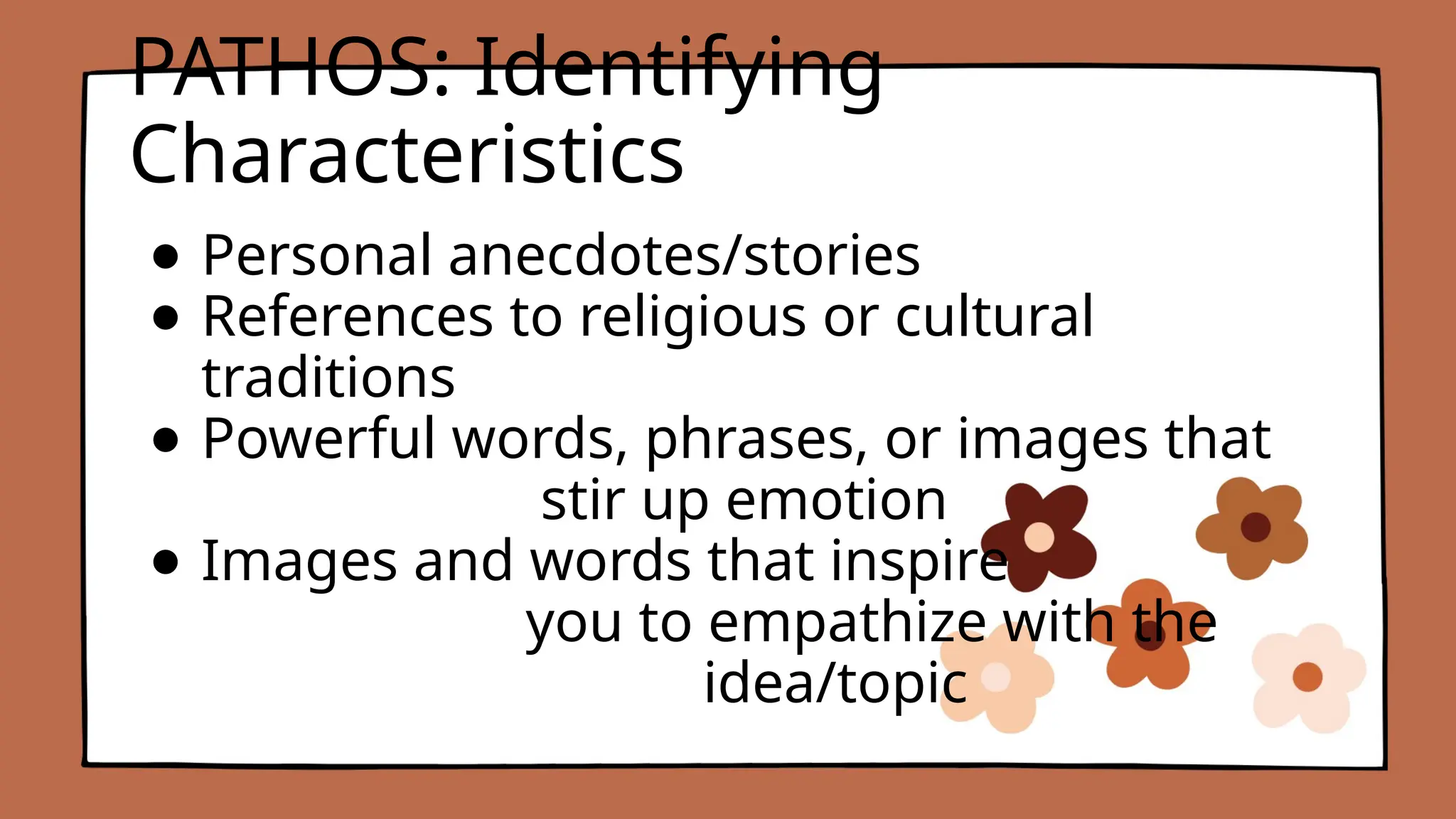 Rhetorical Strategies (Floral) Ethos Pathos Logos | PPTX
