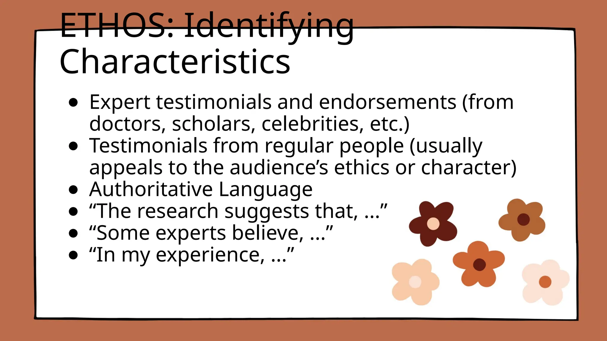 Rhetorical Strategies (Floral) Ethos Pathos Logos | PPTX