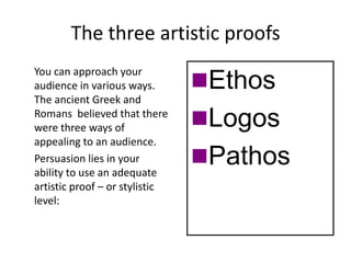 Public speaking, rhetoric and practical argumentation | PPTX