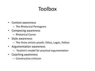 Public speaking, rhetoric and practical argumentation | PPTX