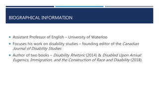 Rhetorician Spotlight: Jay Dolmage | PPTX