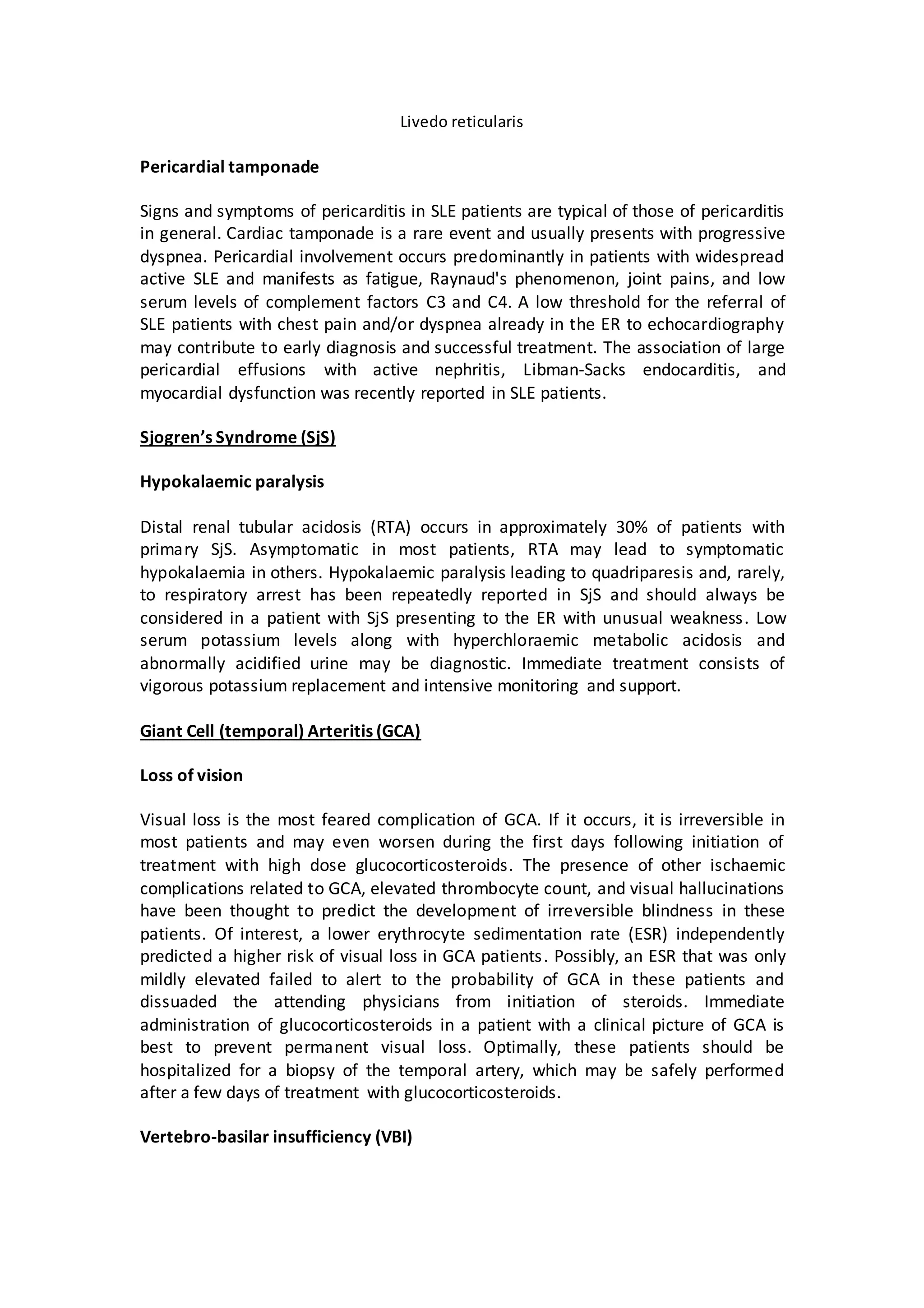 Rheumatological Emergencies | DOCX