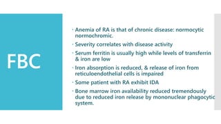 Rheumatic arthritis-Investigations | PPTX